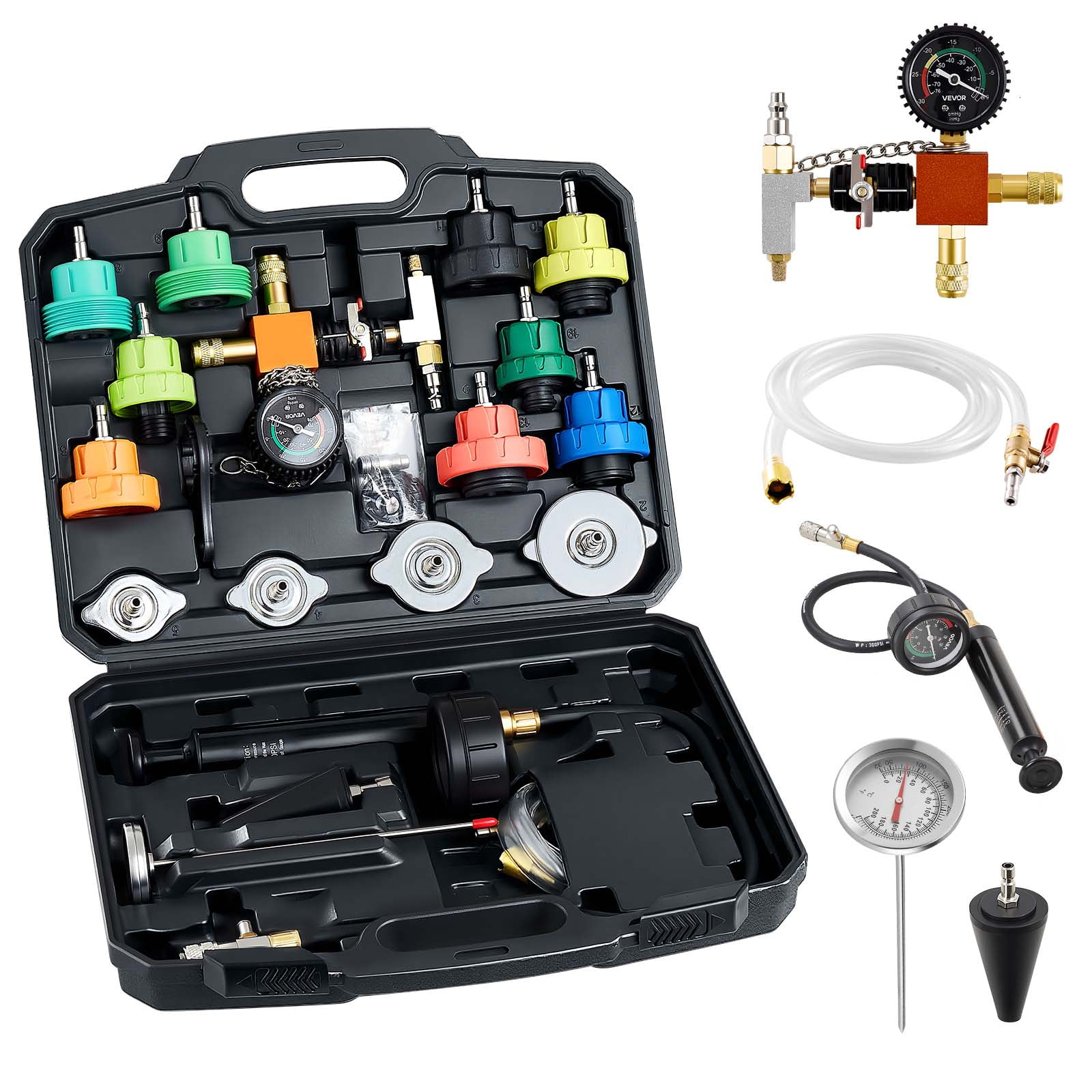 VEVOR Coolant Pressure Tester Kit, 28Pcs Radiator Vacuum Refill Kit ...