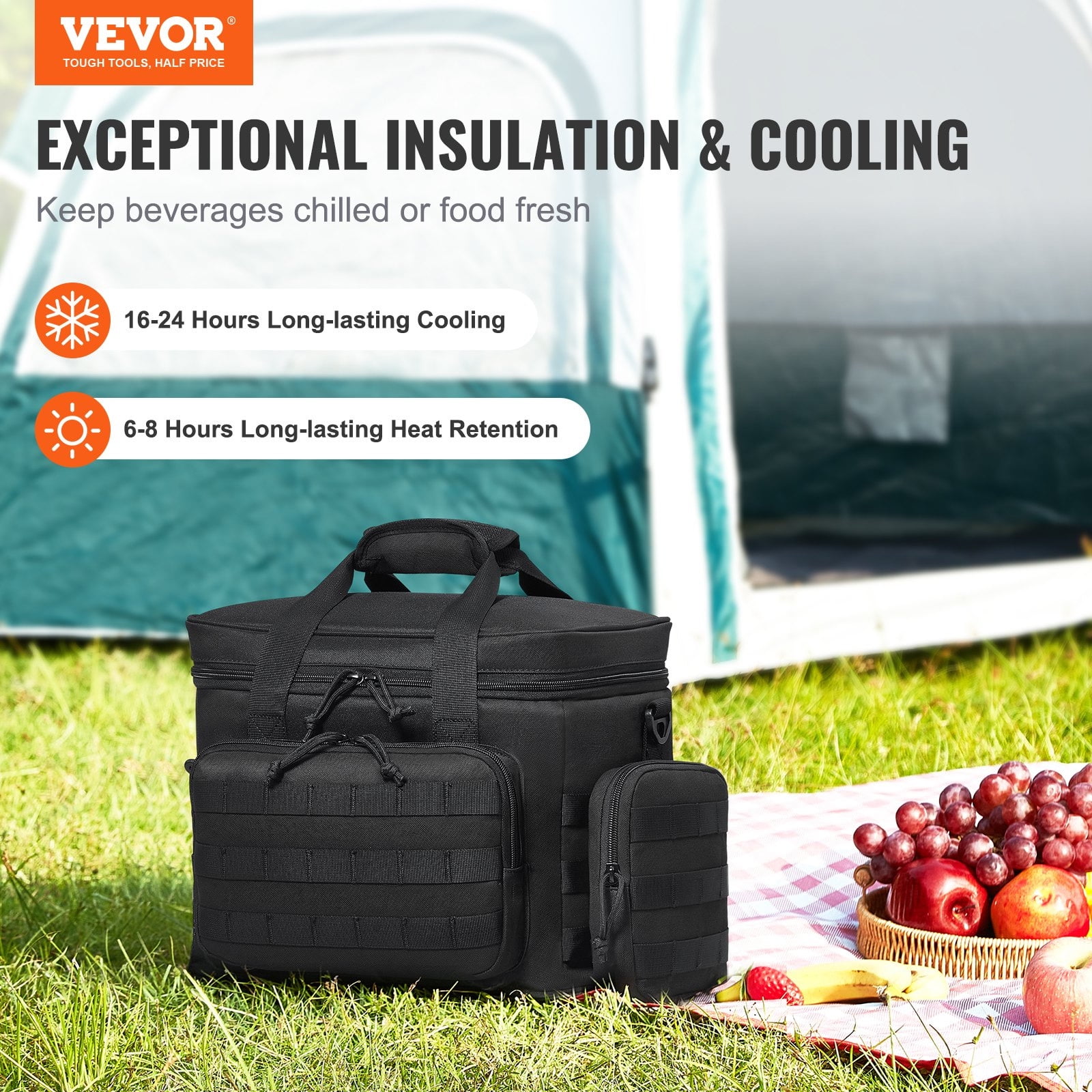 VEVOR Cooler Bag, 20L Insulated Lunch Bag with Molle Design and Multi ...