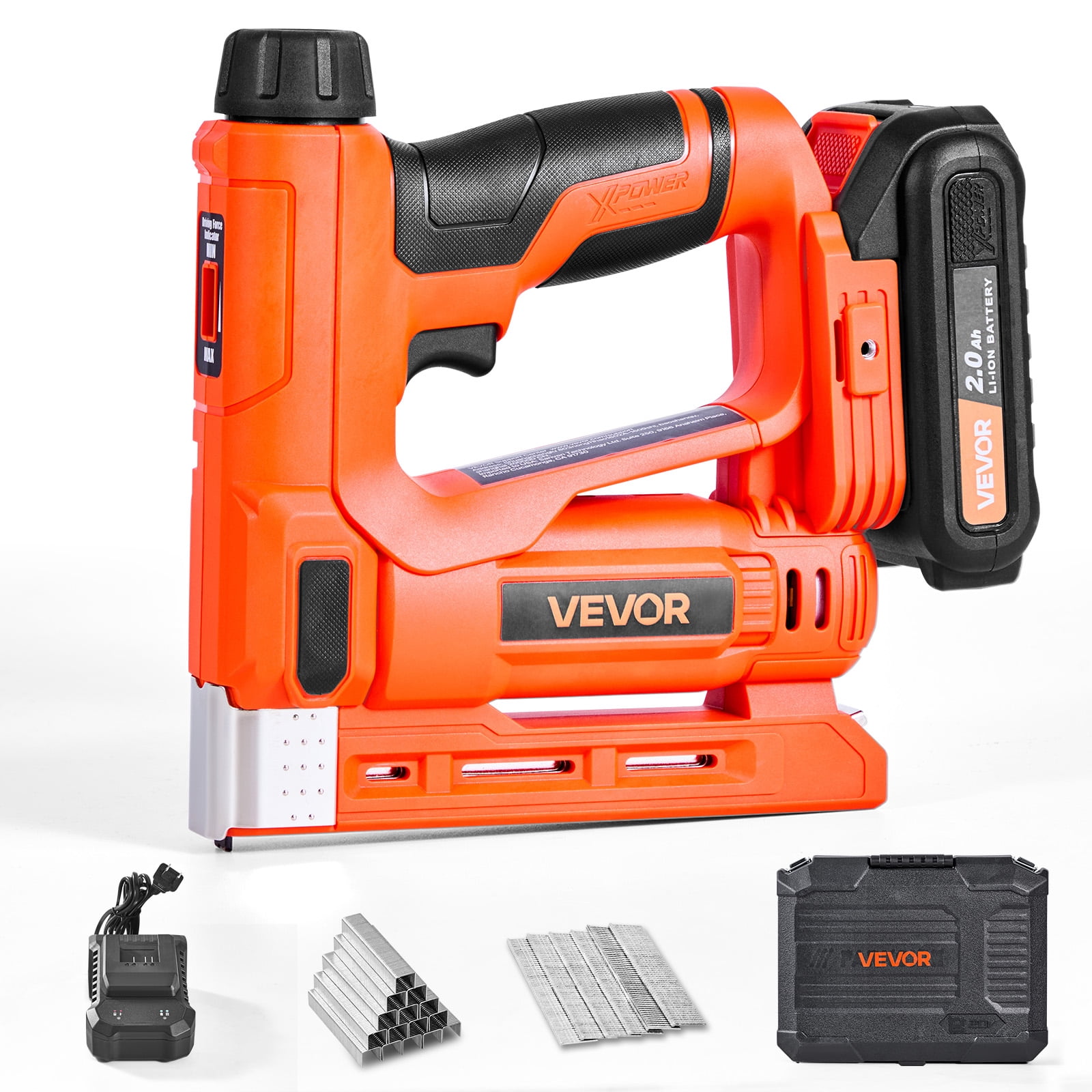 VEVOR Cordless Brad Nailer, 2-in-1 Nail Gun Staple Gun, 18 Gauge 5/8 ...