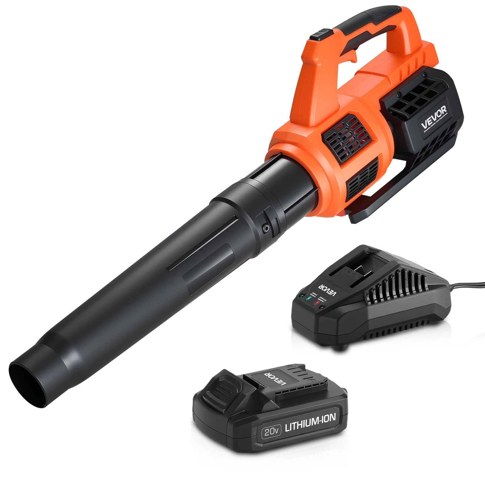 VEVOR Cordless Leaf Blower, 20V Powerful Electric Leaf Blower with 2 ...
