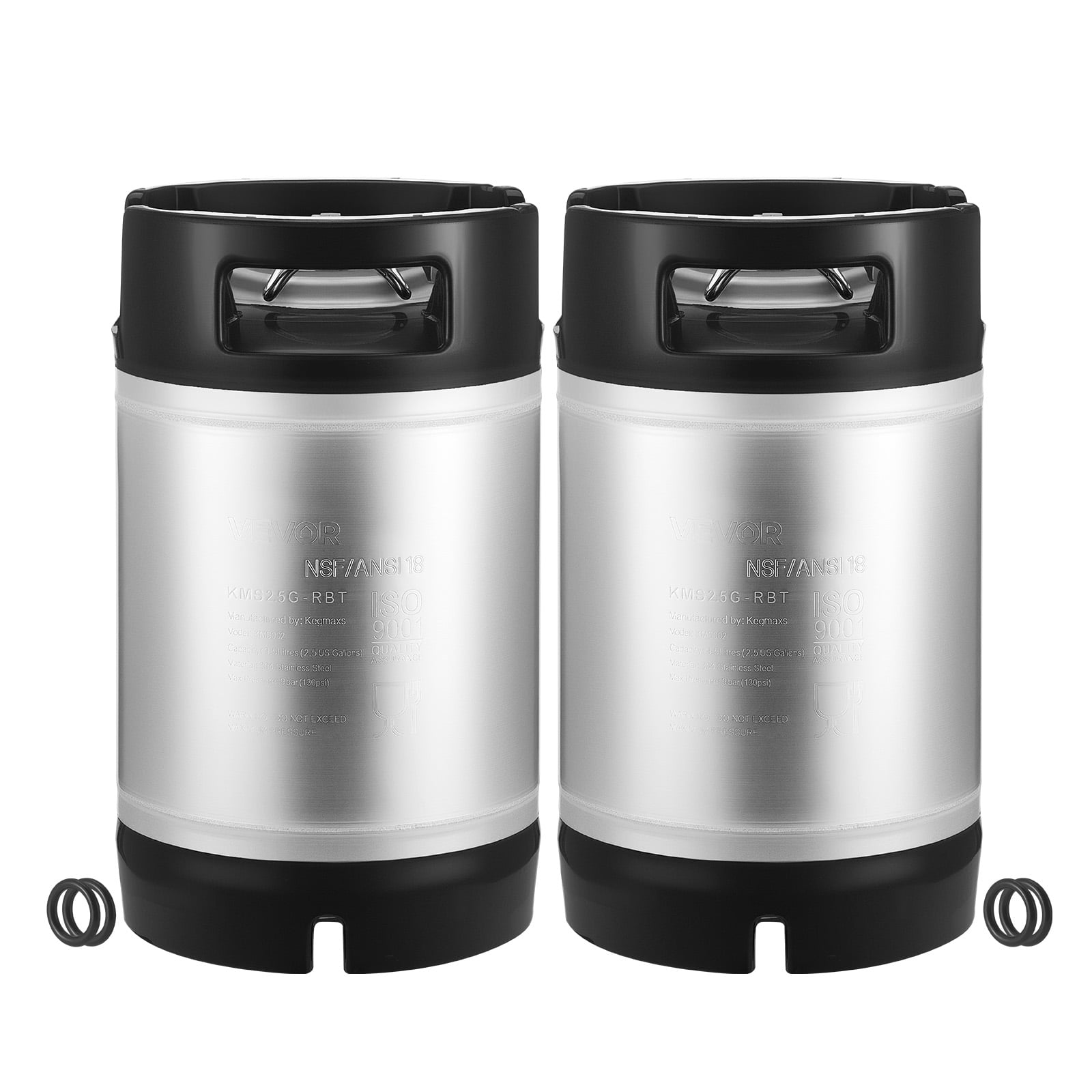 VEVOR Corny Keg, 2.5 Gallon Ball Lock Keg, SUS304 Cold Brew Kegs with ...