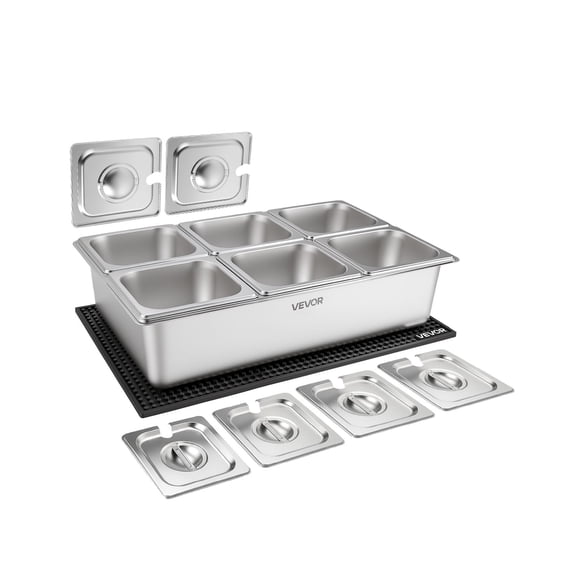 VEVOR Countertop Food Serving Display Container, Stainless Steel Food ...