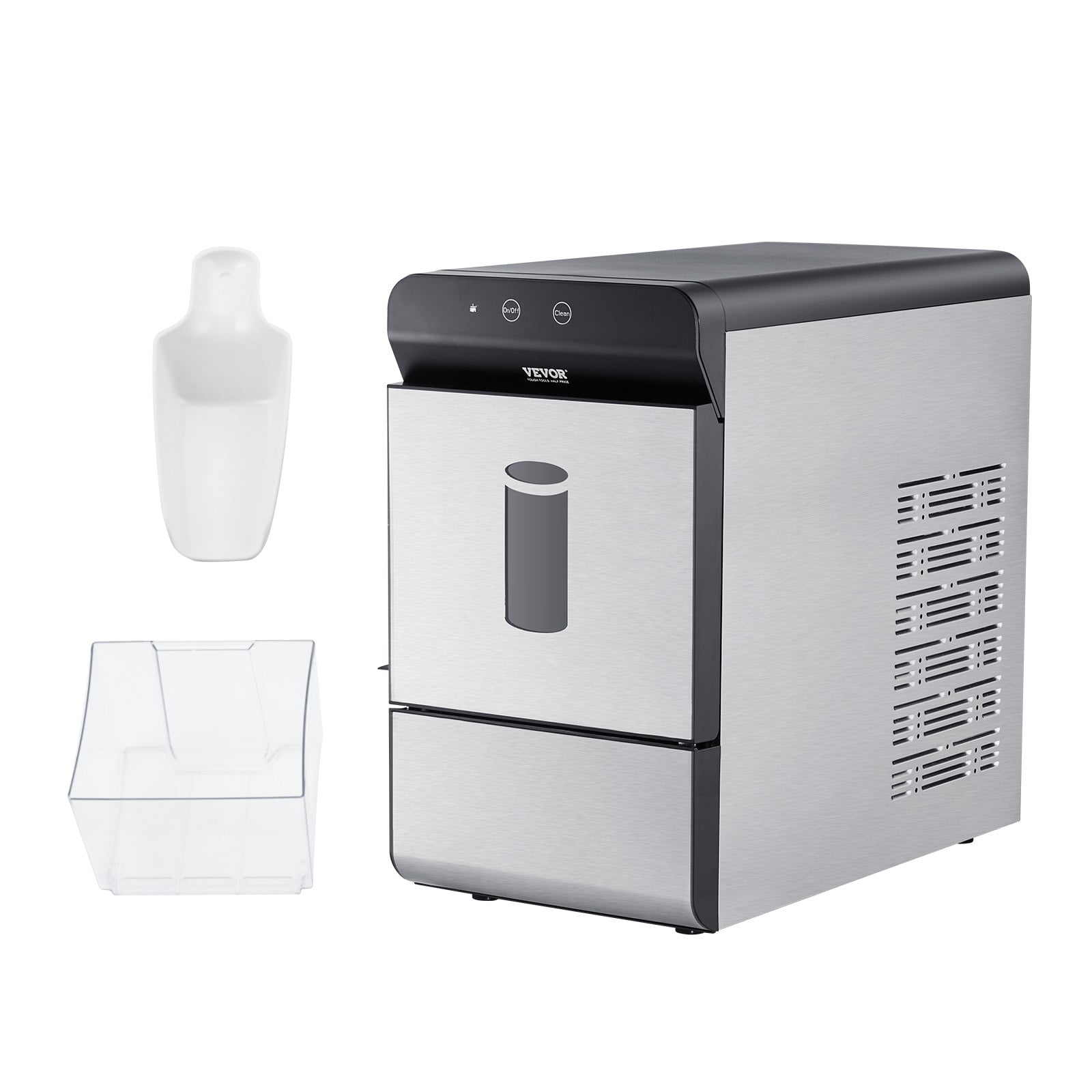 VEVOR Countertop Ice Maker, producing 37 lbs/24Hrs, Stainless Steel ...