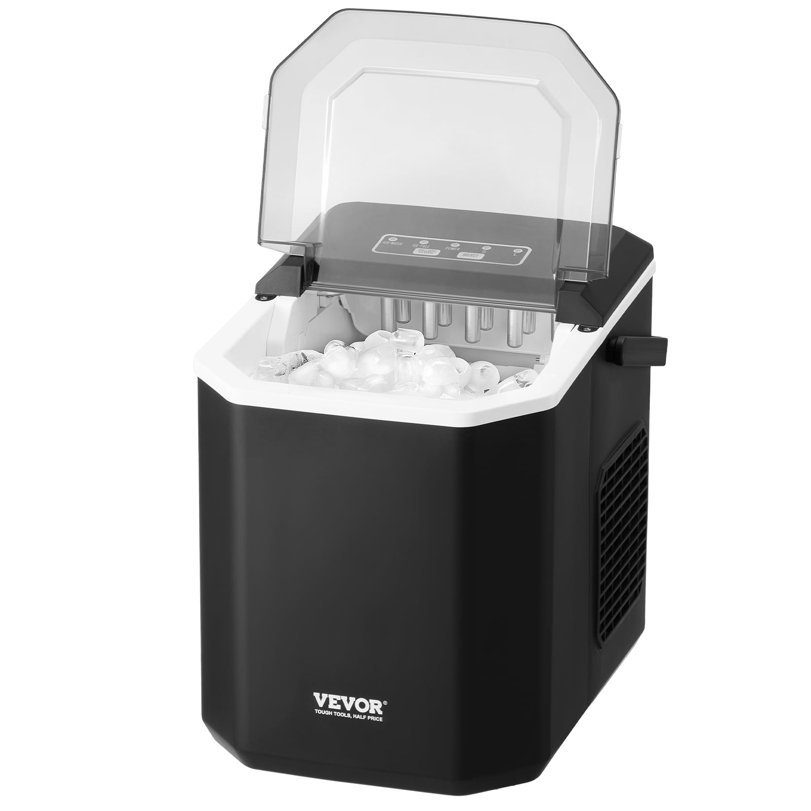 VEVOR Countertop Ice Maker, 9 Cubes Ready in 6 Mins, 26lbs in 24Hrs ...