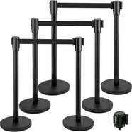 Costway 6Pcs Stanchion Posts Queue Pole Retractable 3 Velvet Ropes with ...