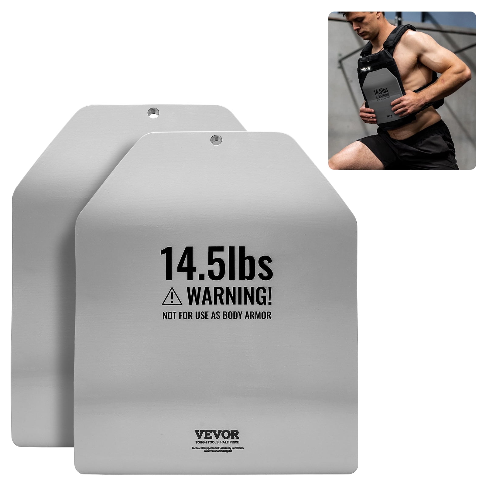VEVOR Curved Weight Vest Plates, 14.5 LB Pairs, Premium Steel Weighted ...