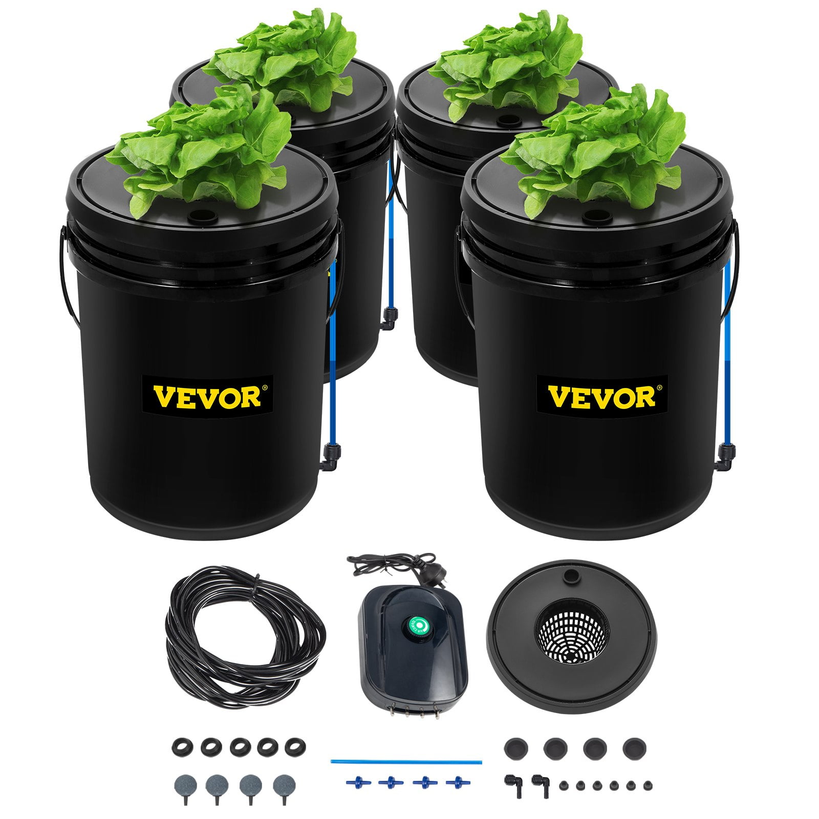 VEVOR DWC 4-Bucket 5-Gallon Hydroponic System, with Pump, Air Stone ...