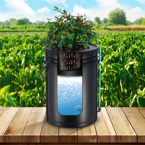 VEVOR DWC Hydroponics Grow System, 5-Gallon Deep Water Culture with Top Drip, 1 Bucket - Walmart ...