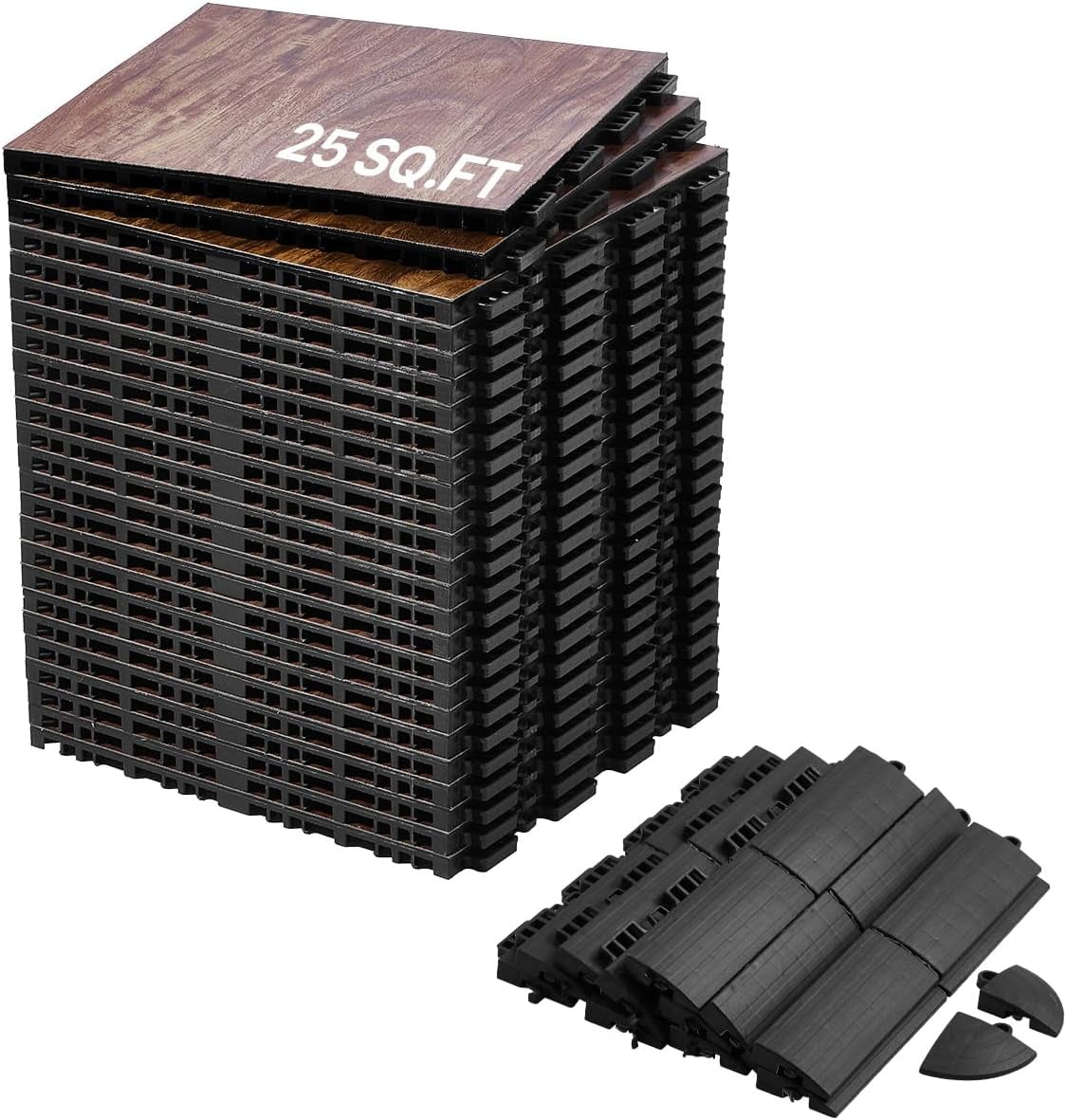 VEVOR Dance Floor Tiles, 12.4 x 12.4 in 25 Piece Interlocking Dance Flooring, Portable Dance ...