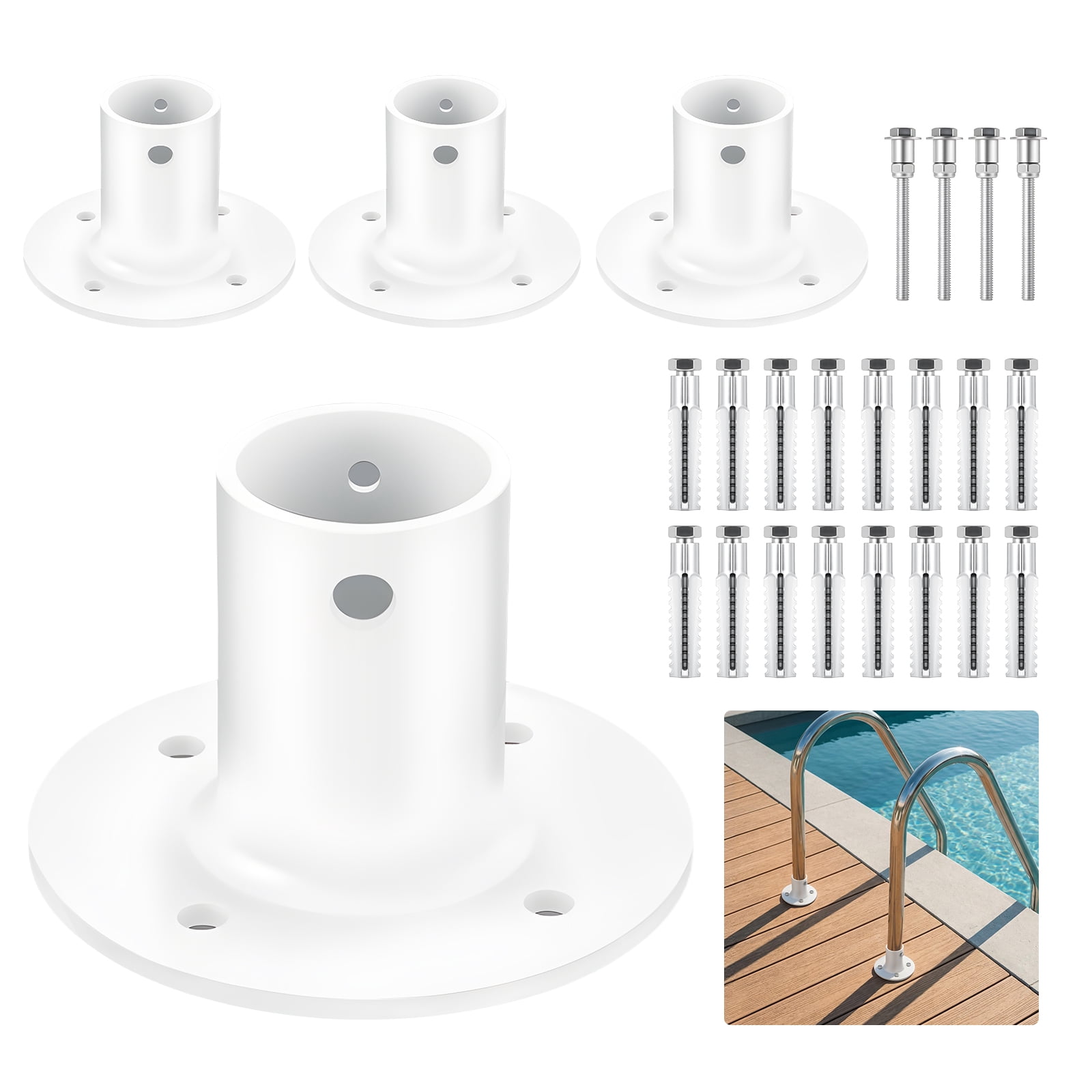 VEVOR Deck Anchor Flange 4 Pack, 1-7/8 in Pool Ladder Deck Mount ...