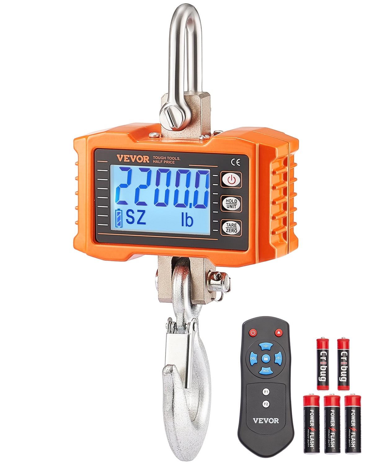 VEVOR Digital Crane Scale, 2200 lbs/1000 kg, Industrial Heavy Duty ...