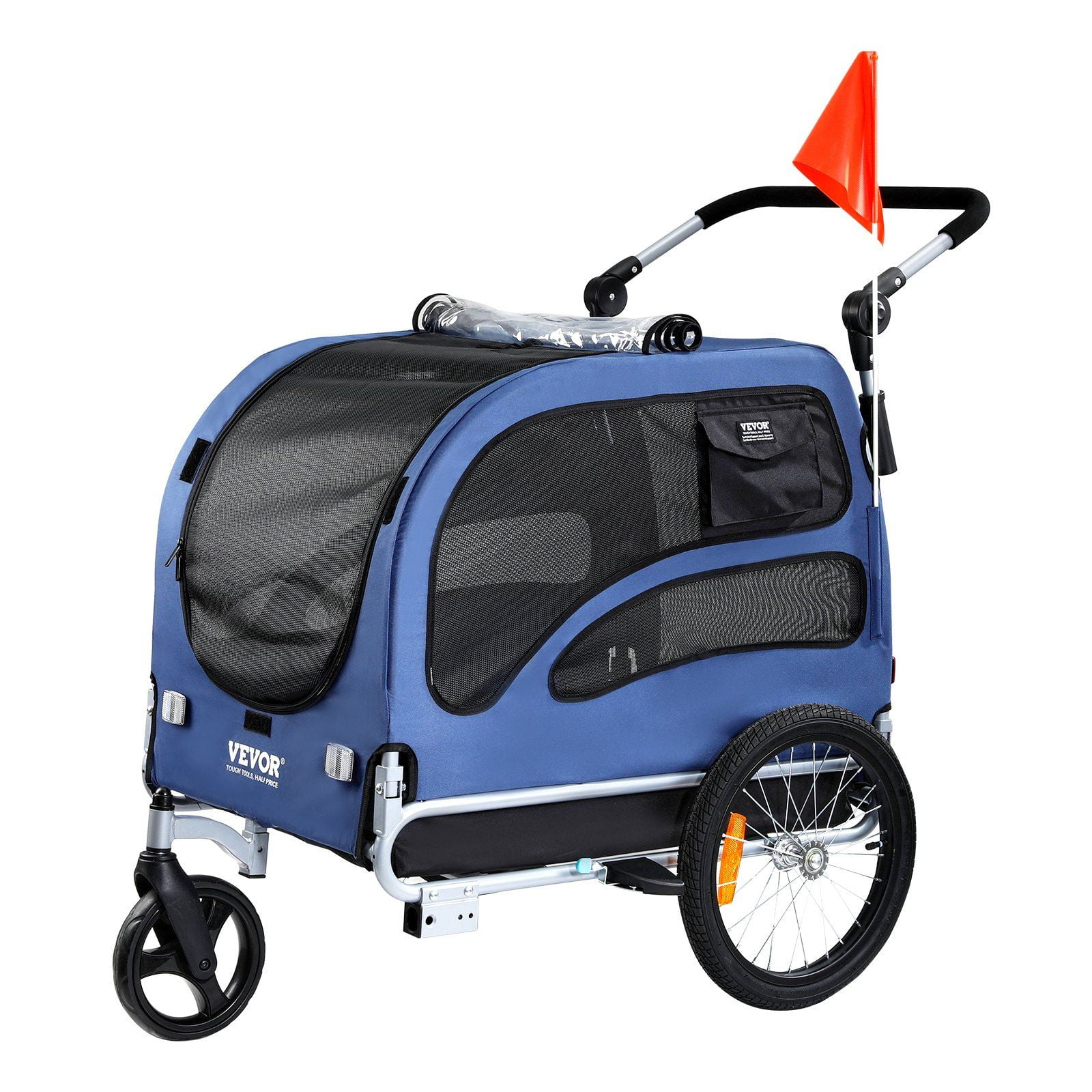 VEVOR Dog Bike Trailer, Supports up to 100 lbs, 2-in-1 Pet Stroller ...