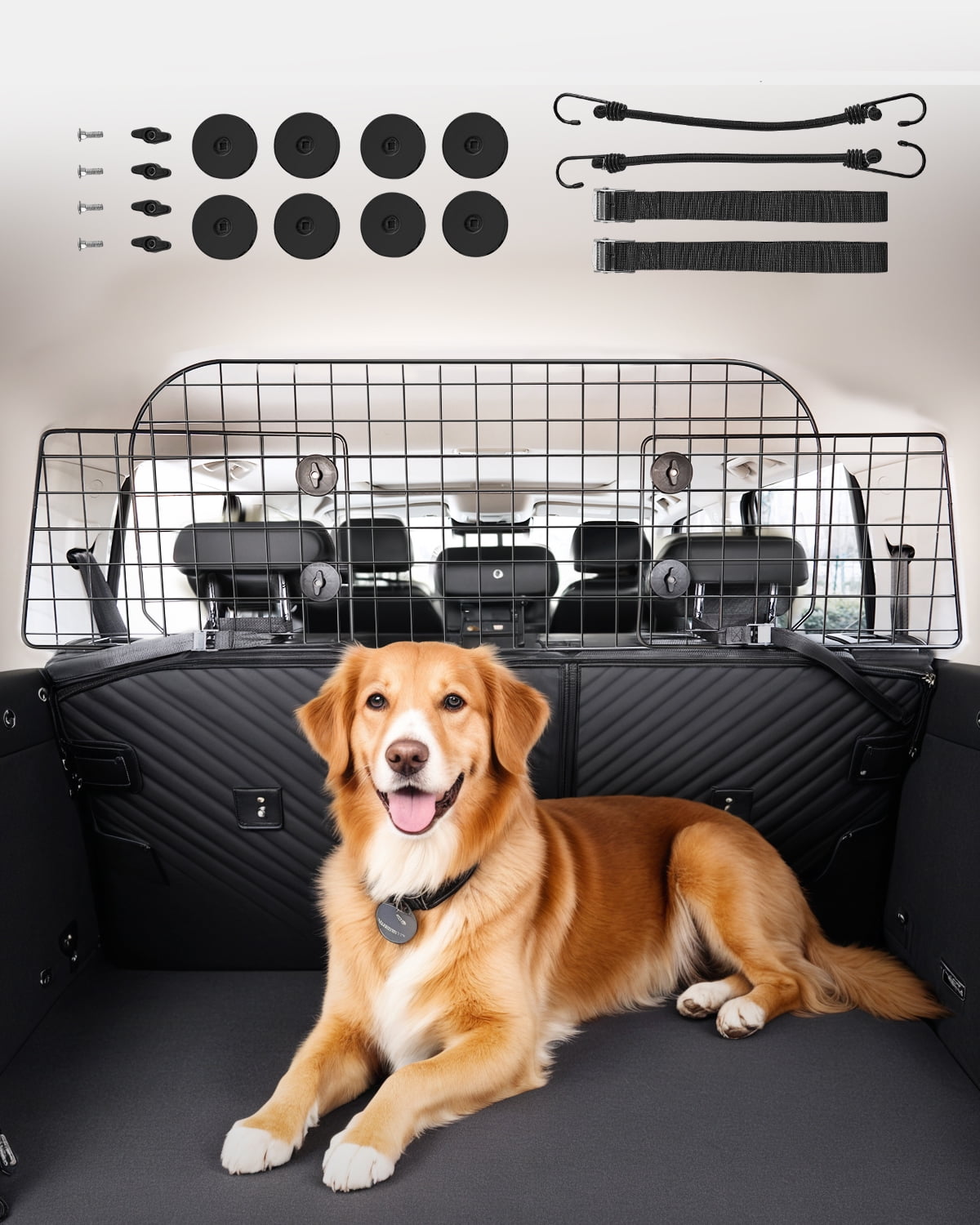 VEVOR Dog Car Barrier, 35.4in.-60.6in. Adjustable Car Divider for Trunk ...