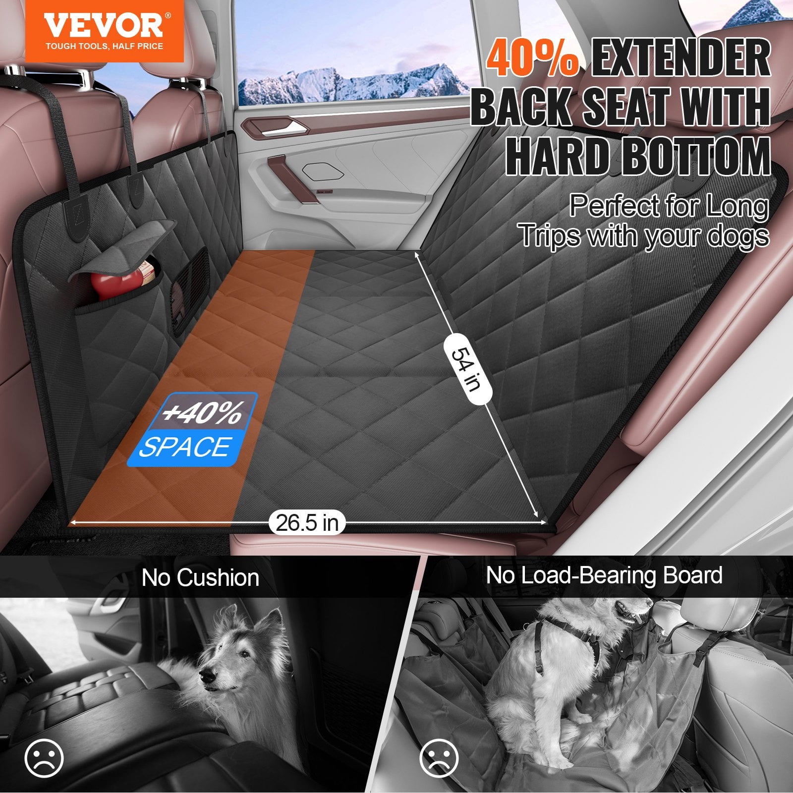 VEVOR Dog Car Seat Cover for Back Seat 54 x 26.5 in Waterproof 600D for SUV - Walmart.com
