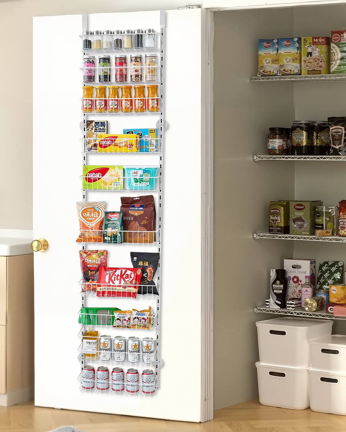 VEVOR Over the Door Pantry Organizer, 10-Tier Pantry Organization and ...