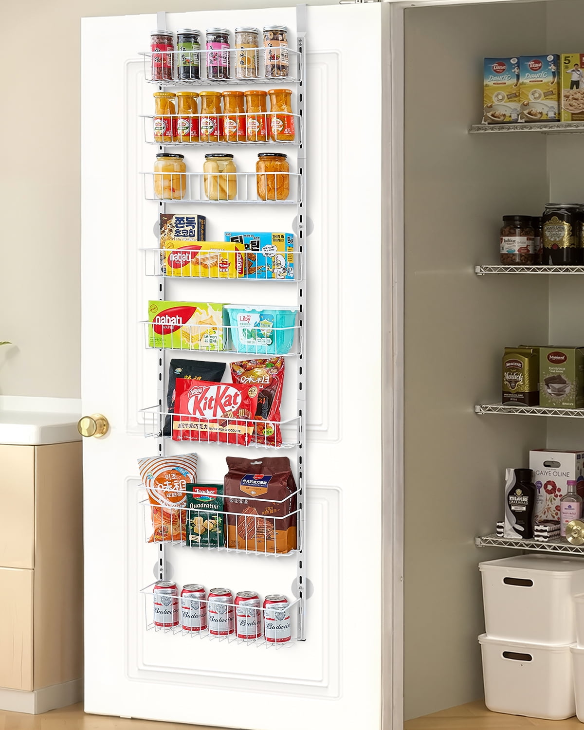 VEVOR Over the Door Pantry Organizer, 8-Tier Pantry Organization and ...