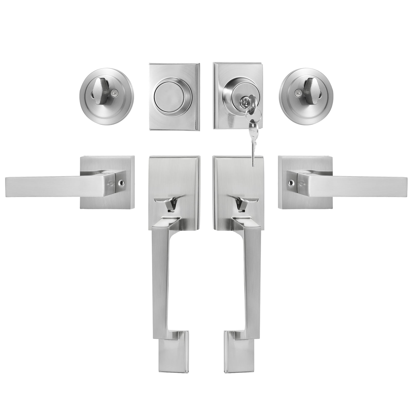 VEVOR Double Door Handle Set, Double Door Lock Set with Reversible ...