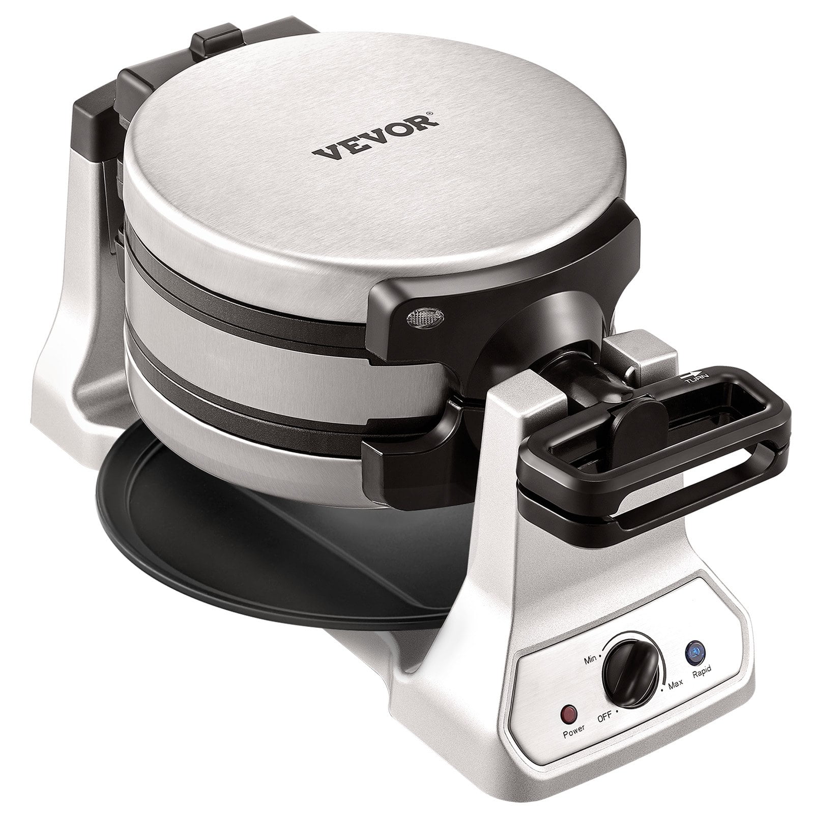 VEVOR Double Layer Waffle Maker, 1400W Round Waffle Iron with Non-Stick ...