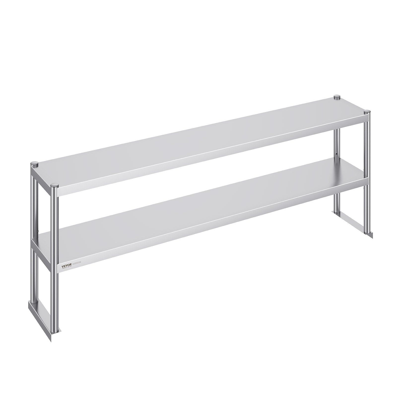 VEVOR Double Overshelf, Double Tier Stainless Steel Overshelf, 12 x 72 ...