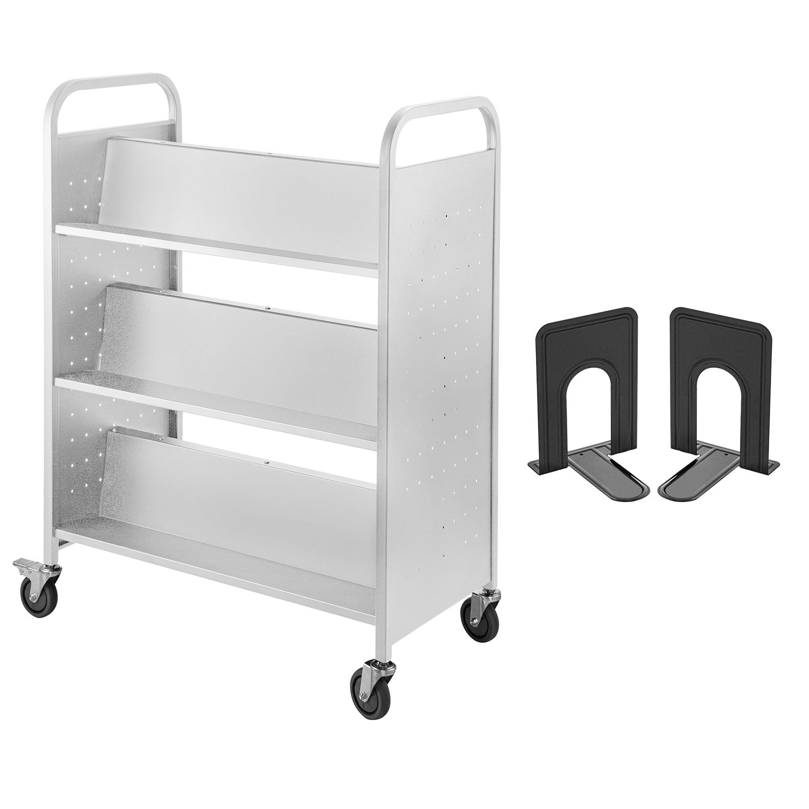 VEVOR Double-Sided Rolling Book Cart - 200lbs Capacity, 35x19x49", W ...