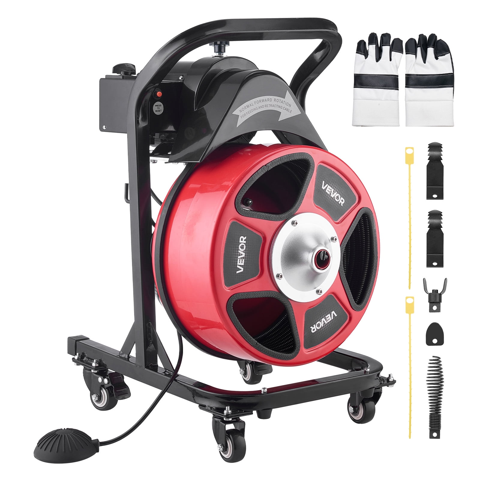 VEVOR Drain Cleaner Machine 50 FT x 1/2 Inch, Manual Feed Sewer Snake ...