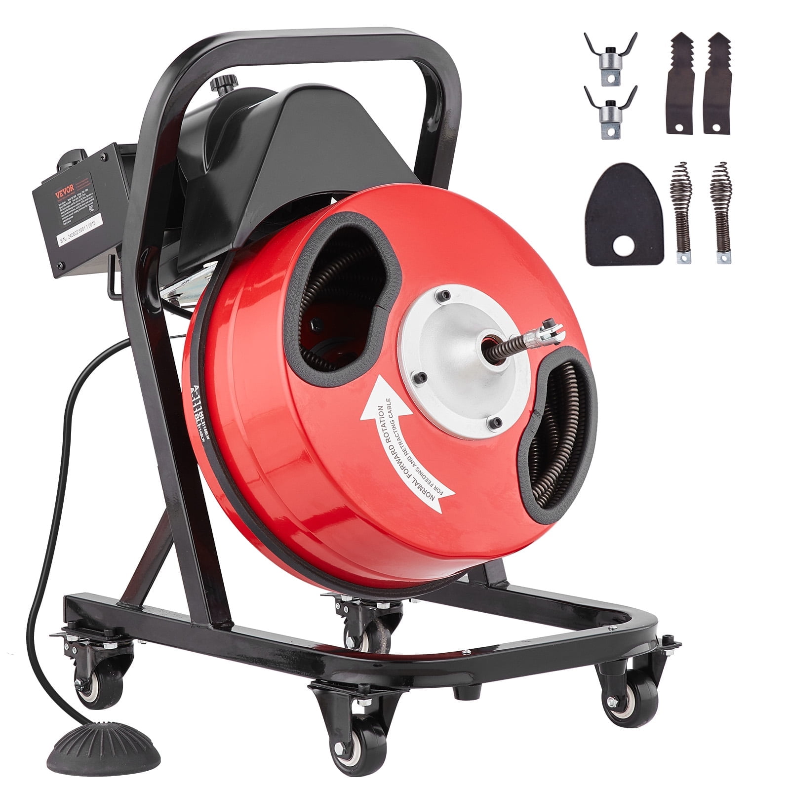 VEVOR Drain Cleaner Machine 50FT x 1/2 Inch, Manual Feed Sewer Snake ...
