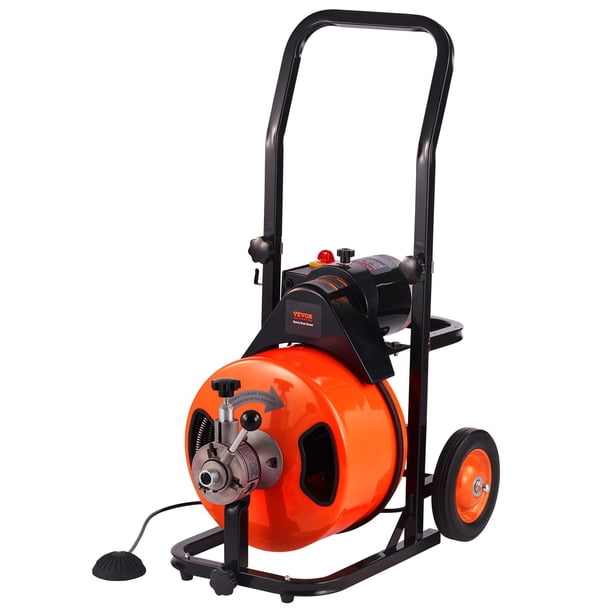 VEVOR Drain Cleaner Machine, Sewer Auger with Auto Feed, 4 Cutter and ...