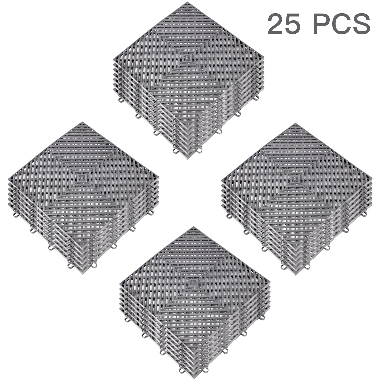 VEVOR Drainage Tiles Interlocking 25 pcs, Plastic Tiles 12x12x0.5 ...