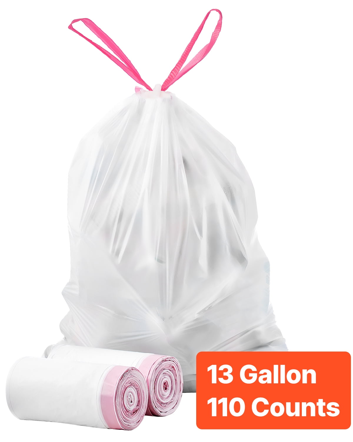 VEVOR Drawstring Trash Bags, 13 Gallon 110 Count Tall Kitchen Trash ...