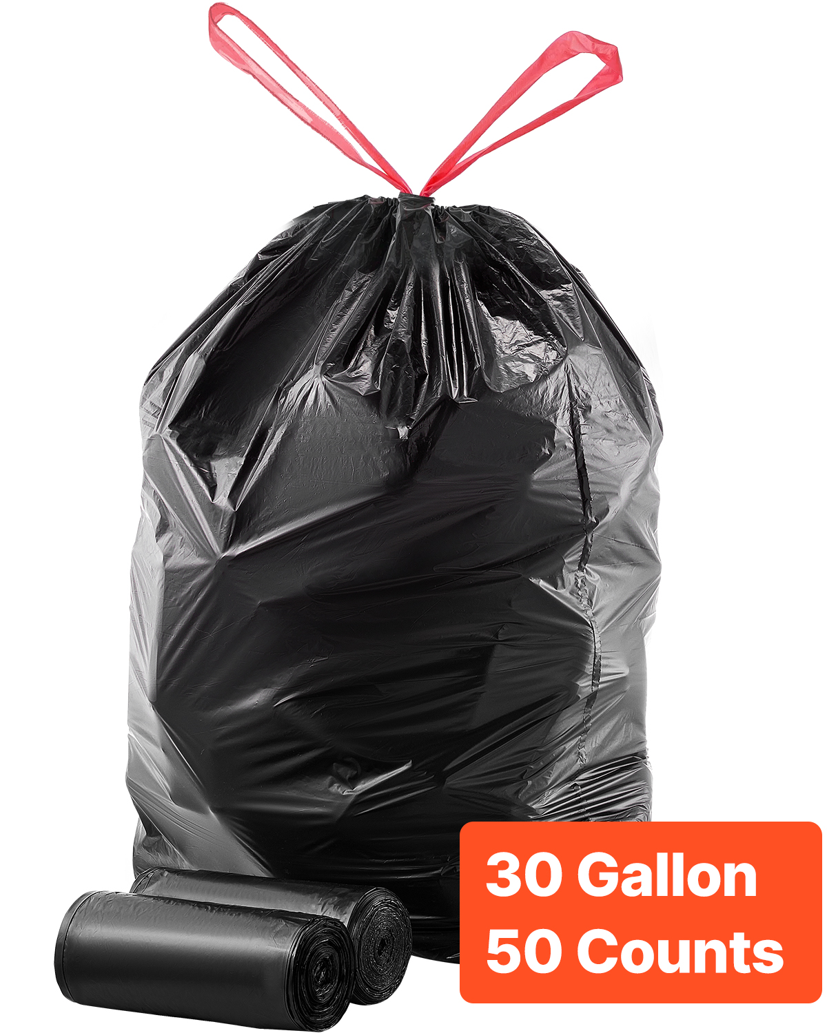 VEVOR Drawstring Trash Bags, 30 Gallon 50 Count Tall Kitchen Trash Bags ...