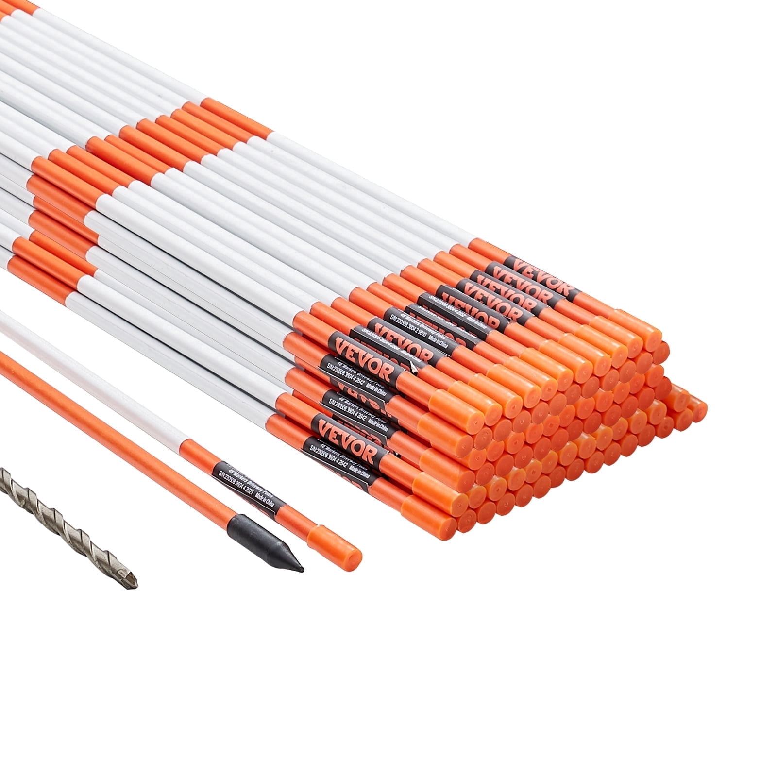 VEVOR Driveway Markers,100 PCS 48 inch,0.4 inch Diameter, Orange ...