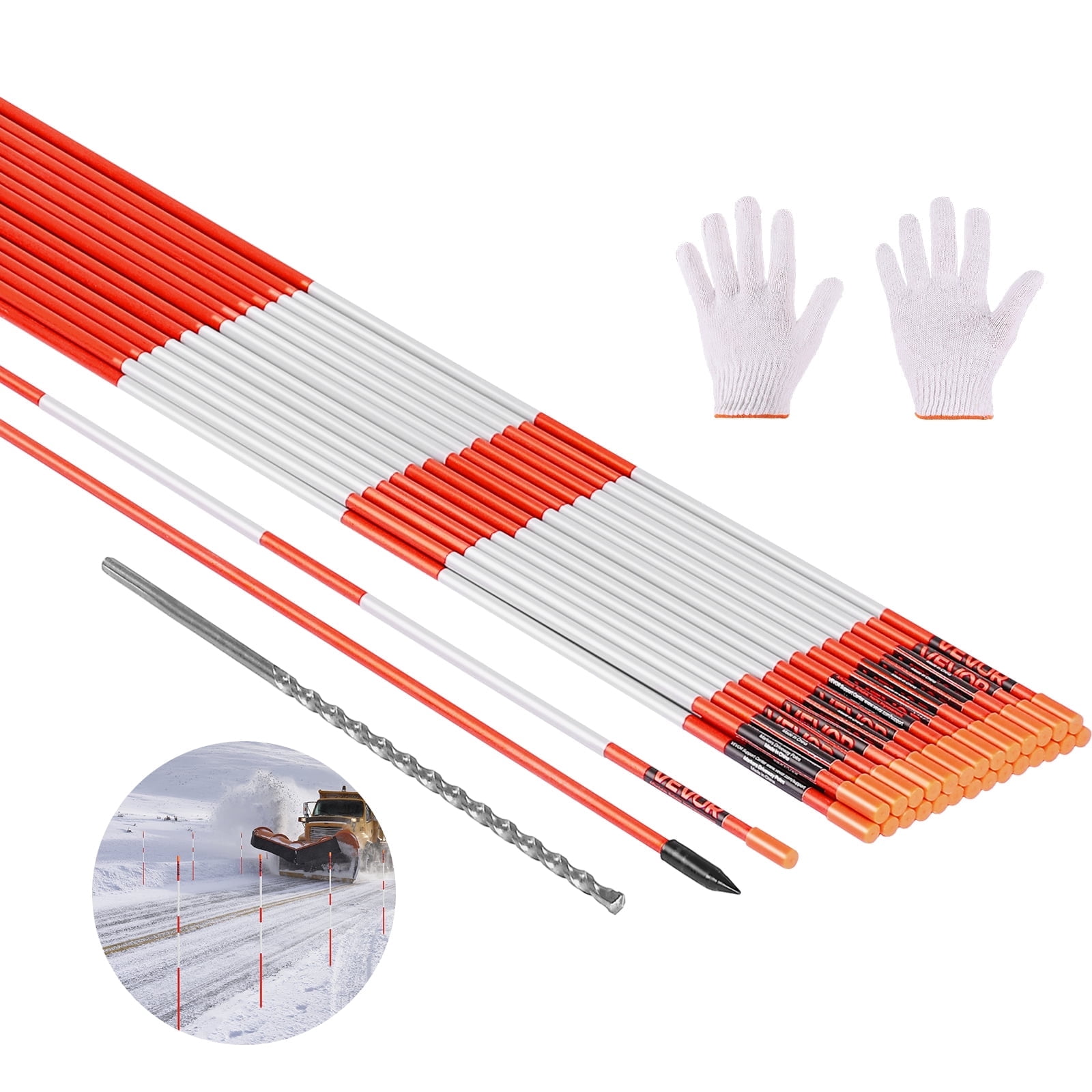VEVOR Driveway Markers, 500Pcs 48 in Long 1/4 in Dia, Hi-Visibility ...