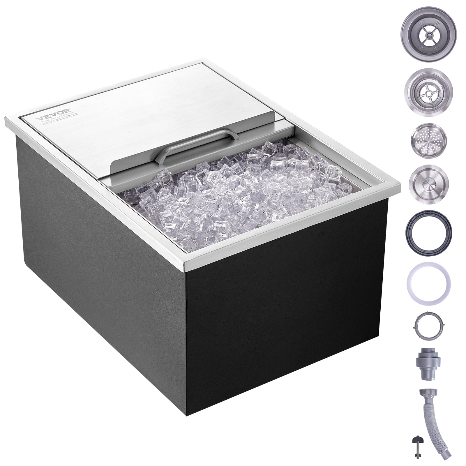 VEVOR Drop in Ice Chest, 24"L x 18"W x 13"H Stainless Steel Ice Cooler ...