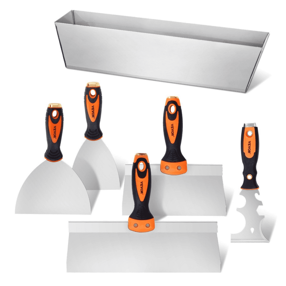 VEVOR 6PCS Drywall Knife Set Stainless Steel Paint Scraper Putty Knife ...