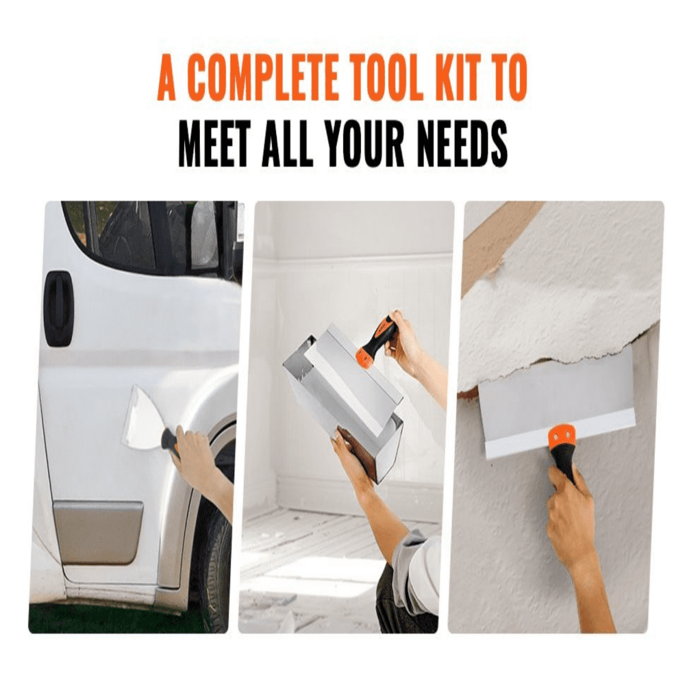 VEVOR Drywall Knife Set Stainless Steel Paint Scraper 3‘‘ 4‘‘ 6‘‘ 8 ...