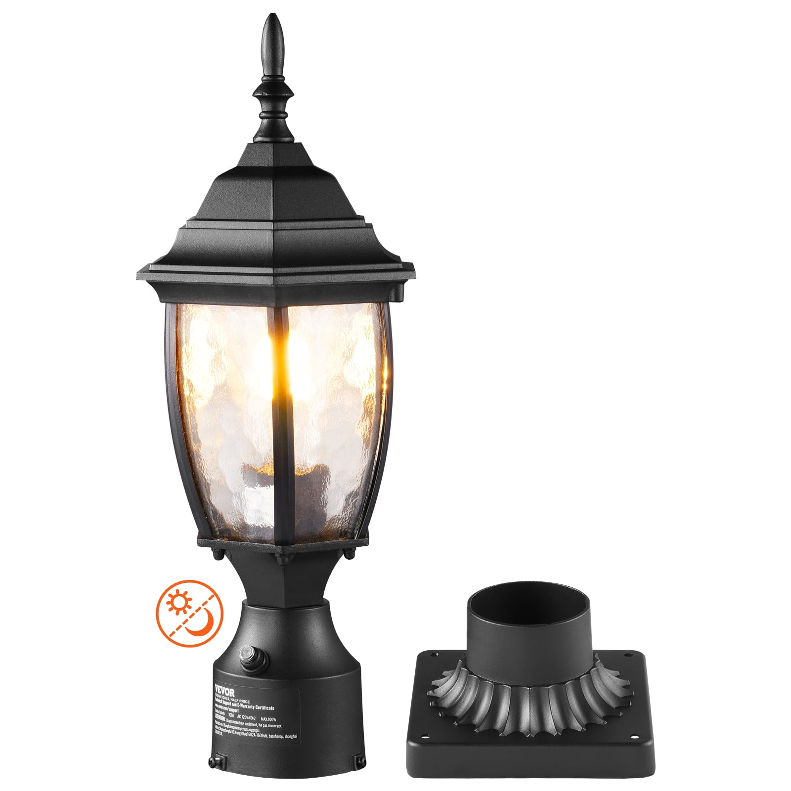 VEVOR Dusk to Dawn Outdoor Post Light, 15.75 in Height, Waterproof Lamp ...