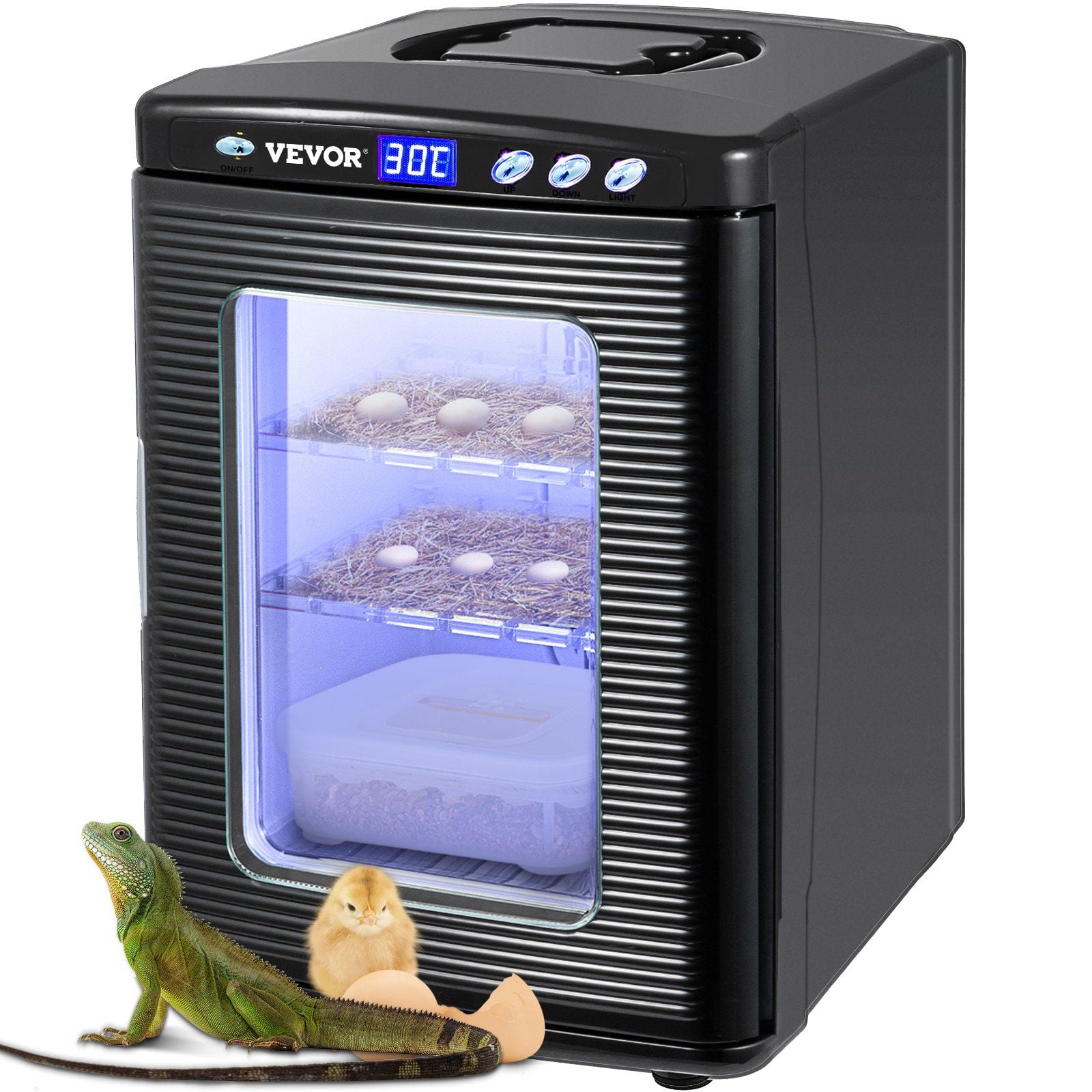VEVOR Egg Incubator and Hatcher 25L Black Reptile Egg Incubator 5-42 ...