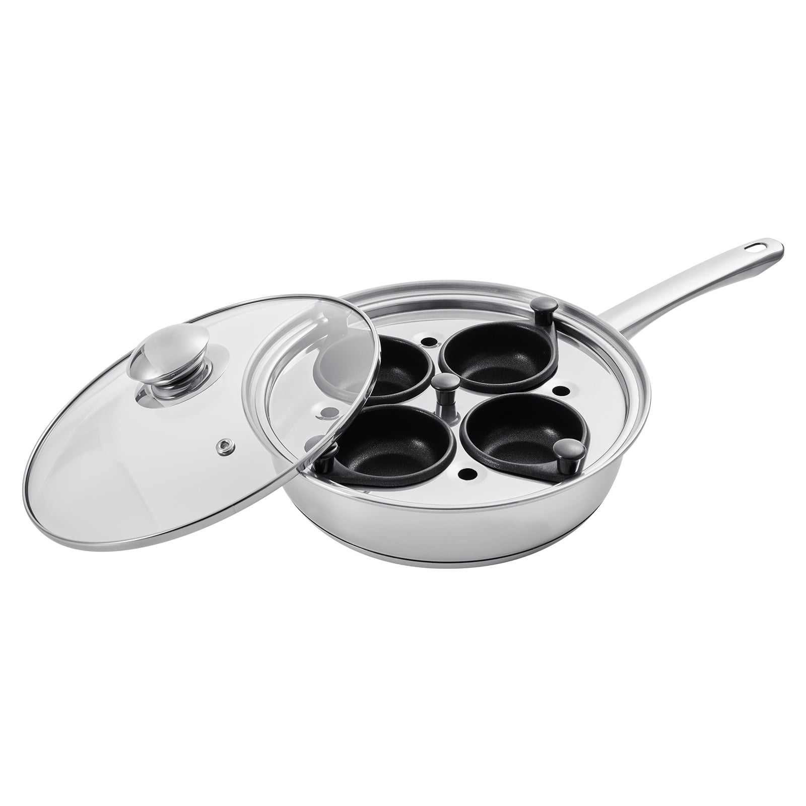 VEVOR Egg Poacher Pan, 4-Cup Poached Egg Maker, Stainless Steel ...