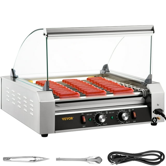 VEVOR Electric 30 Hot Dog 11 Rollers Grill Cooker Machine , 1800W w ...