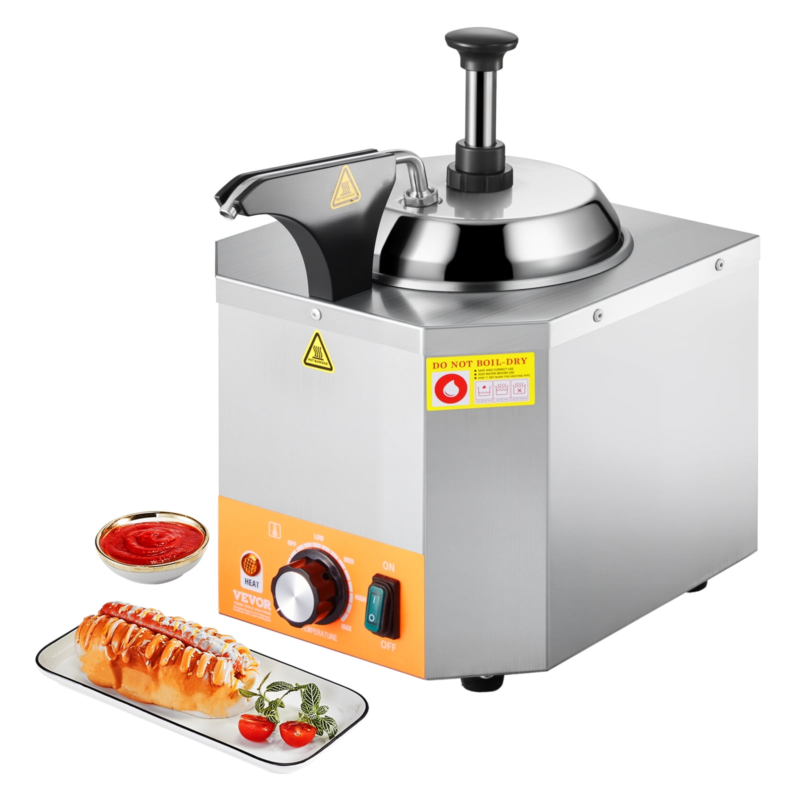 VEVOR Electric Cheese Dispenser with Pump, 2.4L Commercial Hot Fudge ...
