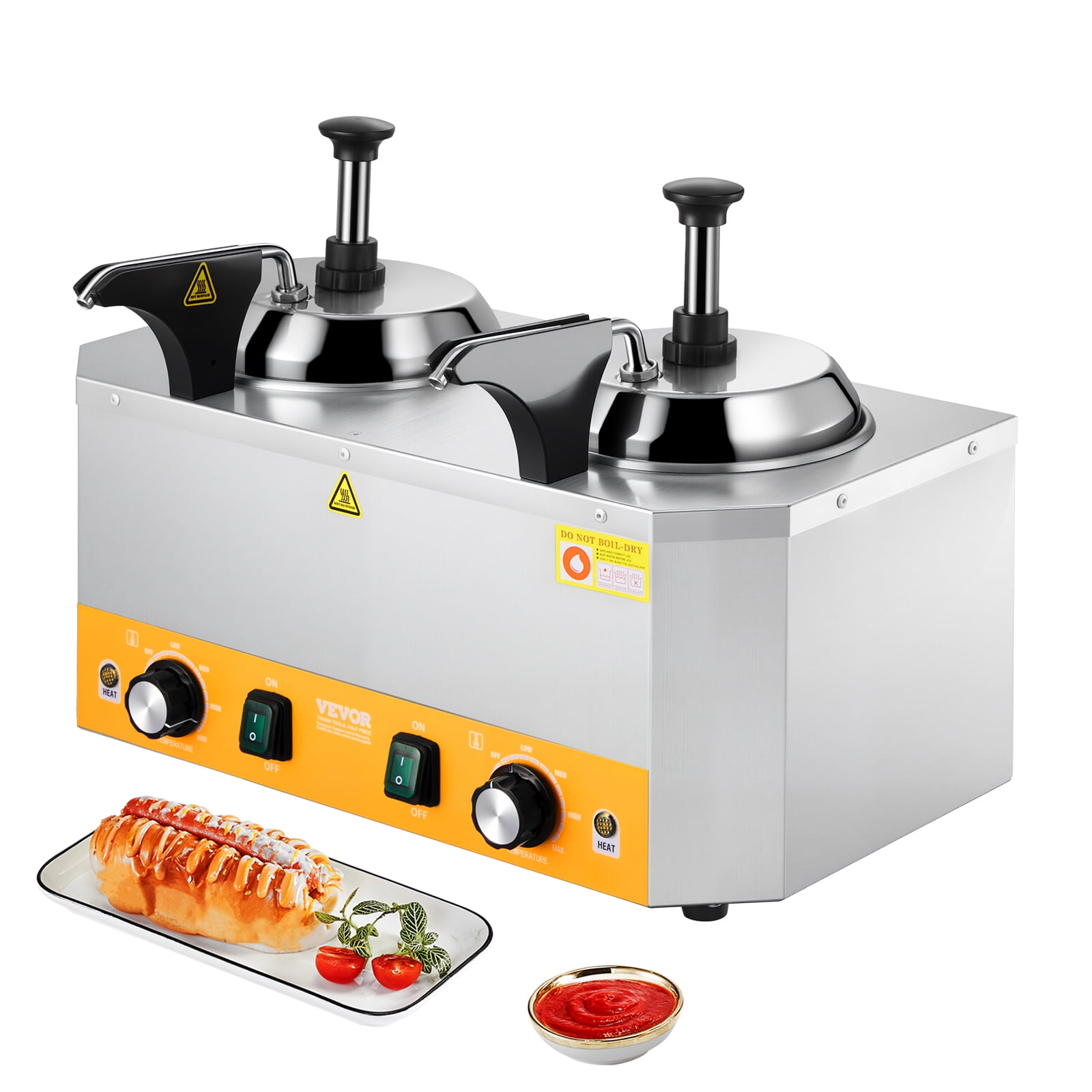 VEVOR Electric Cheese Dispenser with Pumps, 2.4x2 L Commercial Hot ...