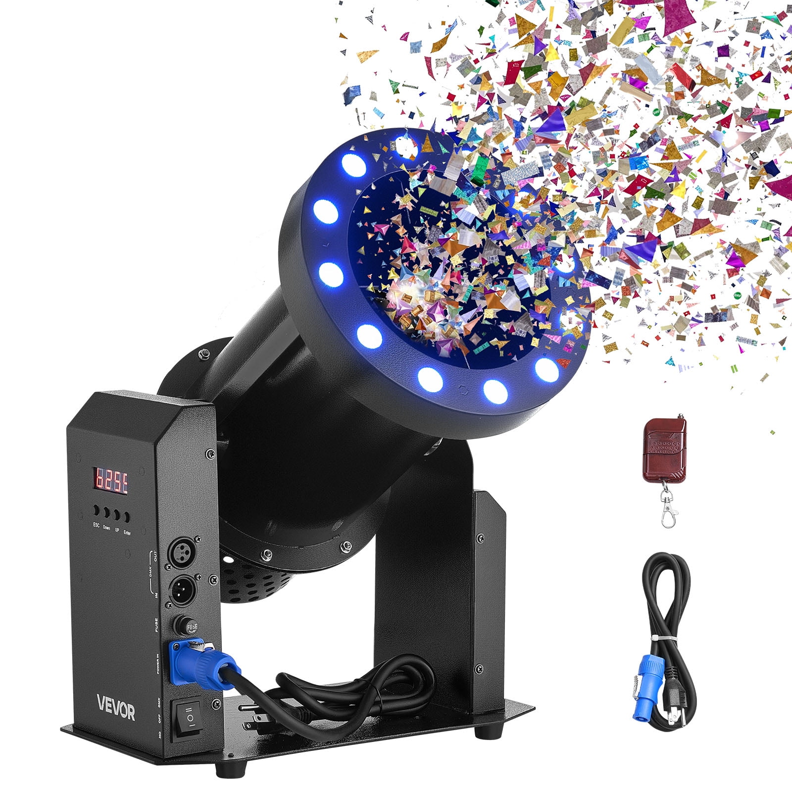 VEVOR Electric Confetti Machine with LED Lights, 1500W Powerful Output ...