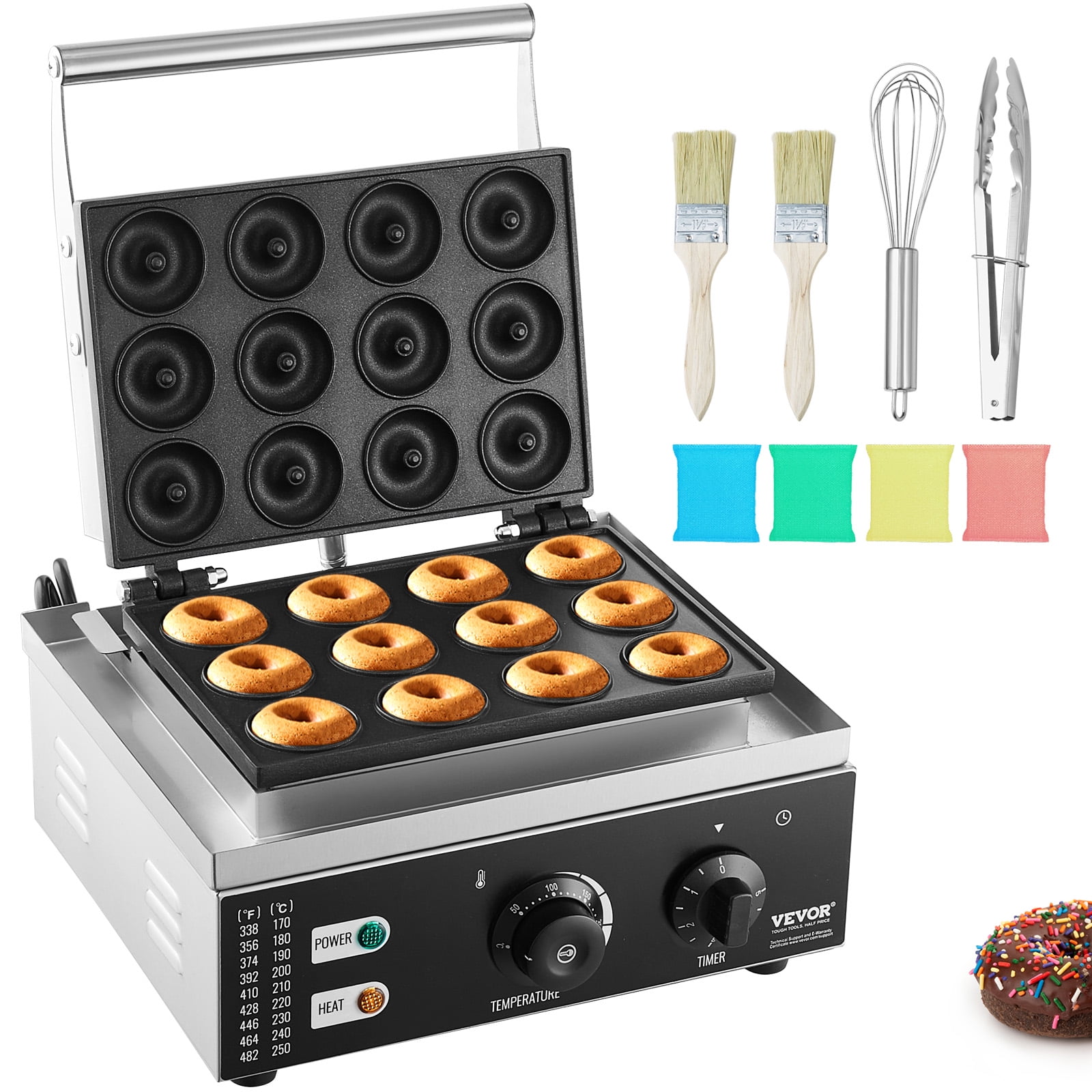 VEVOR Electric Donut Maker, 1550W Commercial Doughnut Machine with Non ...