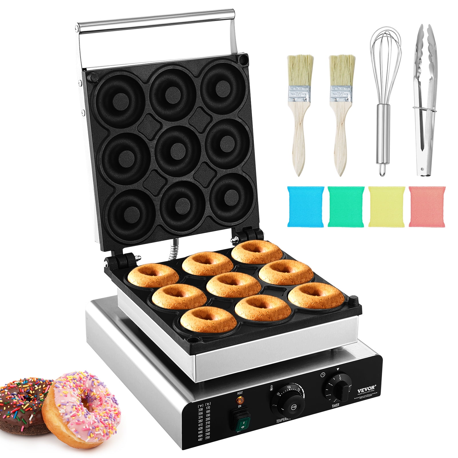 VEVOR Electric Donut Maker, 2000W Commercial Doughnut Machine with Non ...