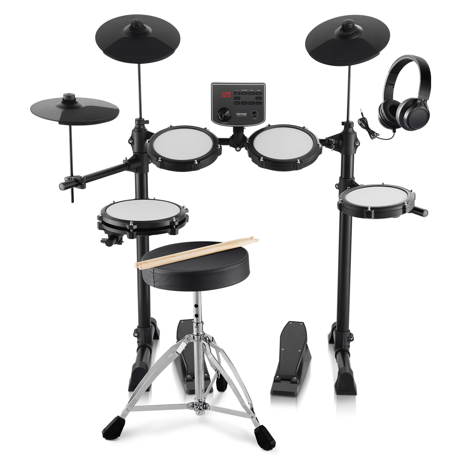 VEVOR Electric Drum Set, 15 Drum Kits & 150 Sounds Electronic Drum Kit ...