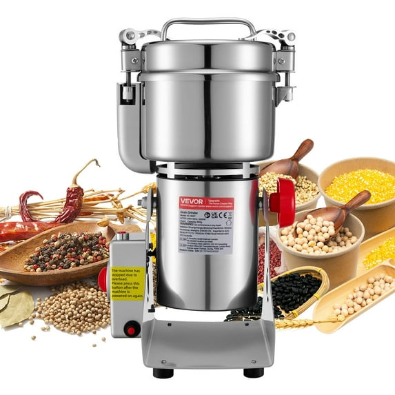 VEVOR Electric Grain Mill Grinder, 1.8 lbs Commercial Spice Grinders ...