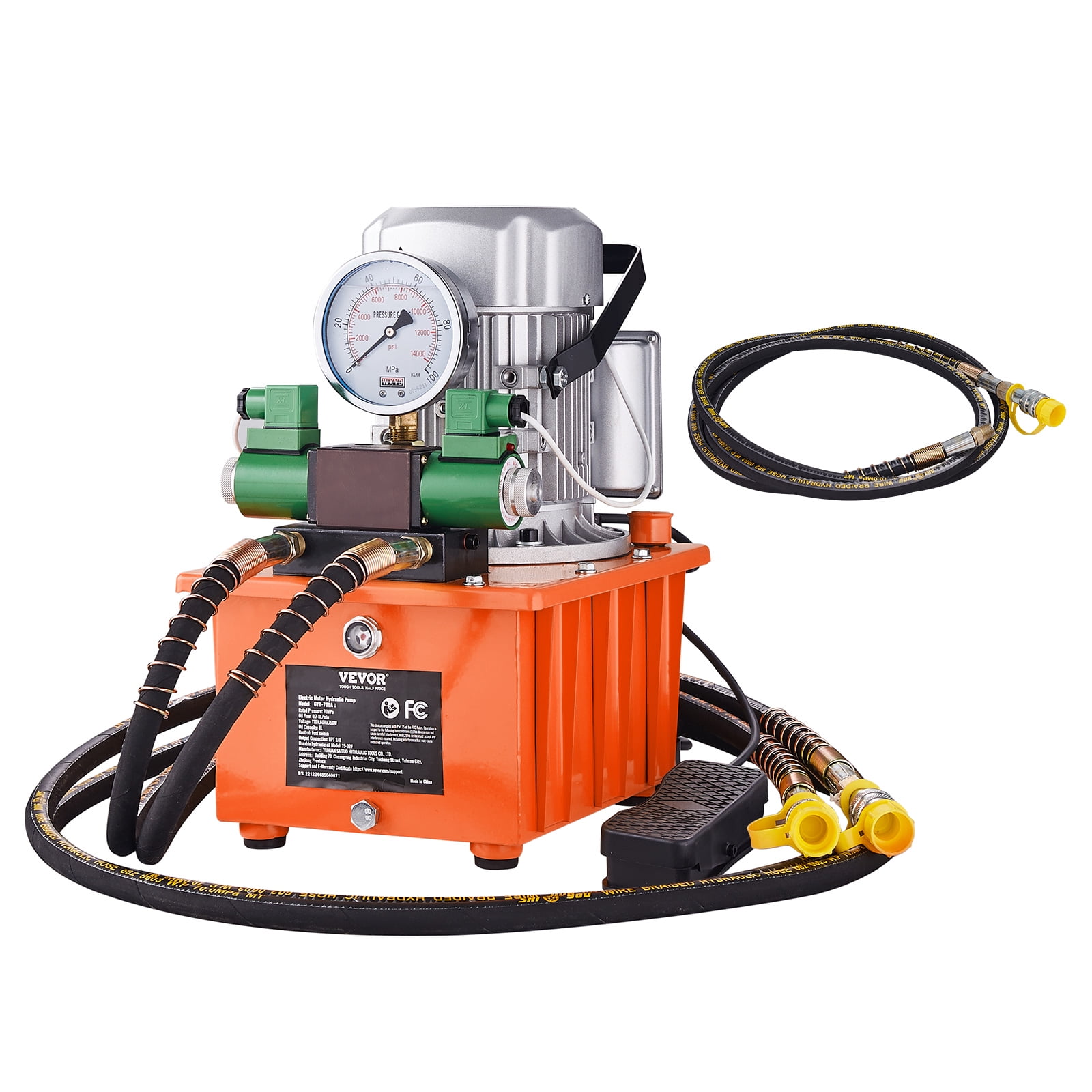 VEVOR Electric Hydraulic Pump,10000 PSI 750W 110V 488 in/8L Capacity ...