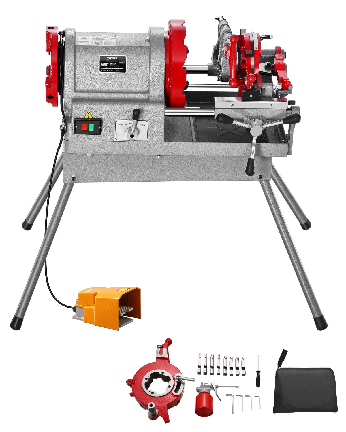 VEVOR Electric Pipe Threader Machine, 900W 2-Speed Threading Cutting ...