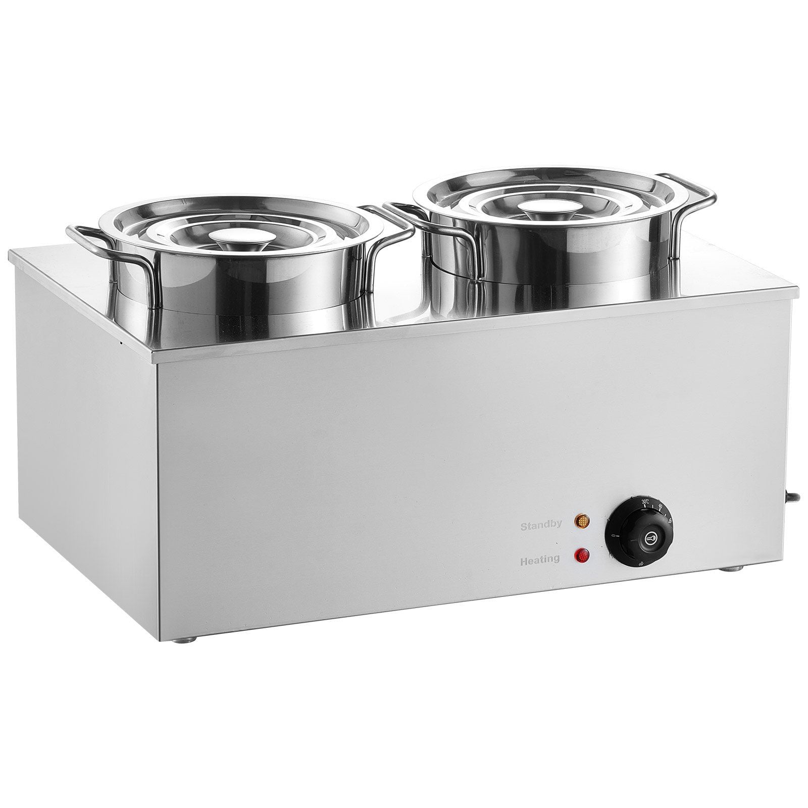VEVOR Electric Soup Warmer, Two 6.34QT Stainless Steel Round Pot with 86~185 Fahrenheit ...