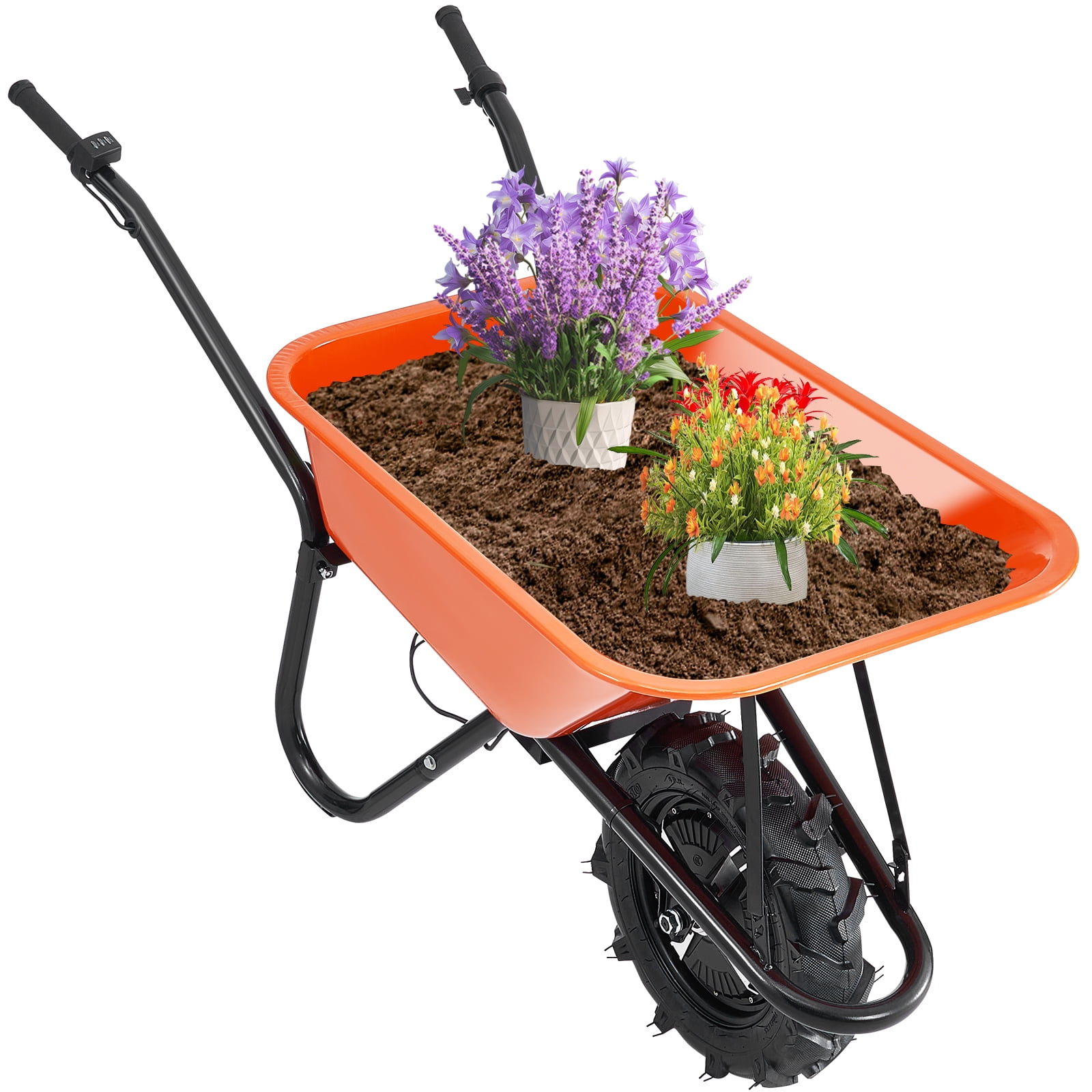 VEVOR Electric Wheelbarrow Cart,500W Powered Utility Garden Wagon Dump ...